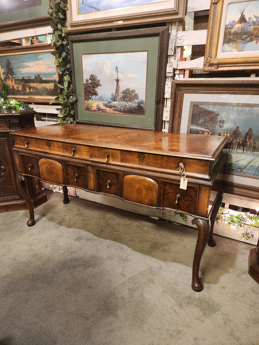 Console Table, English Georgian Styled Burled Walnut Cabinet, Early 19 ...