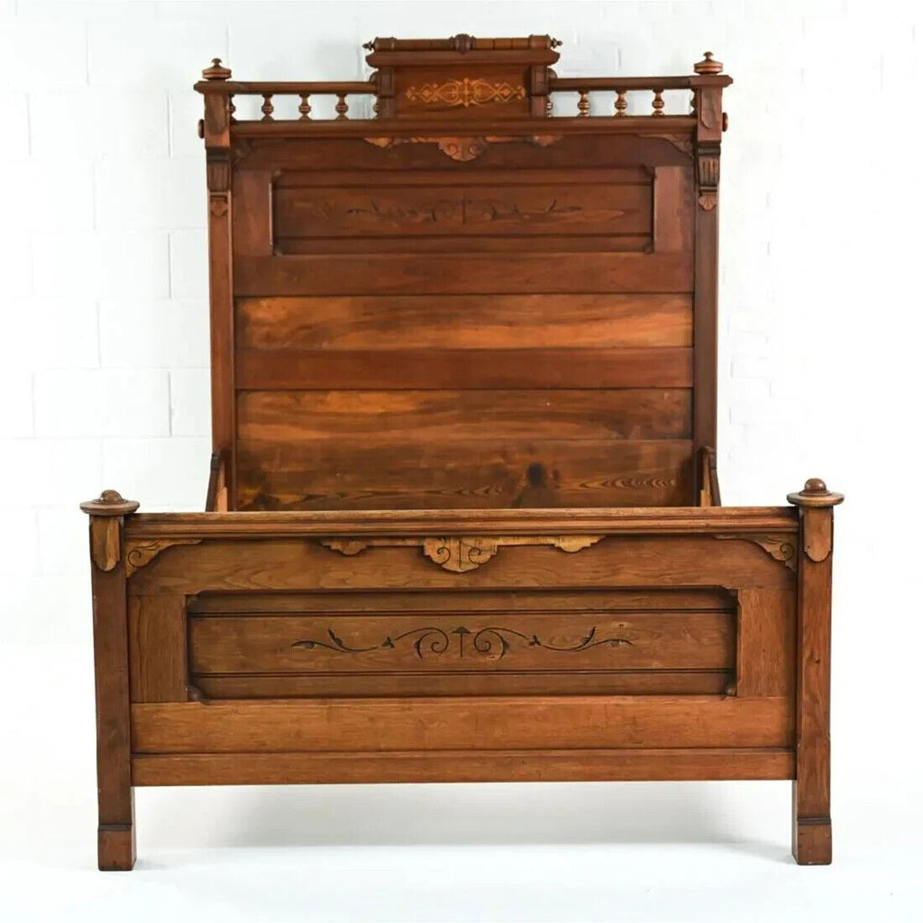 Antique Bed Frame, Victorian Eastlake, Walnut Full Bed, 19th C, 1800s ...
