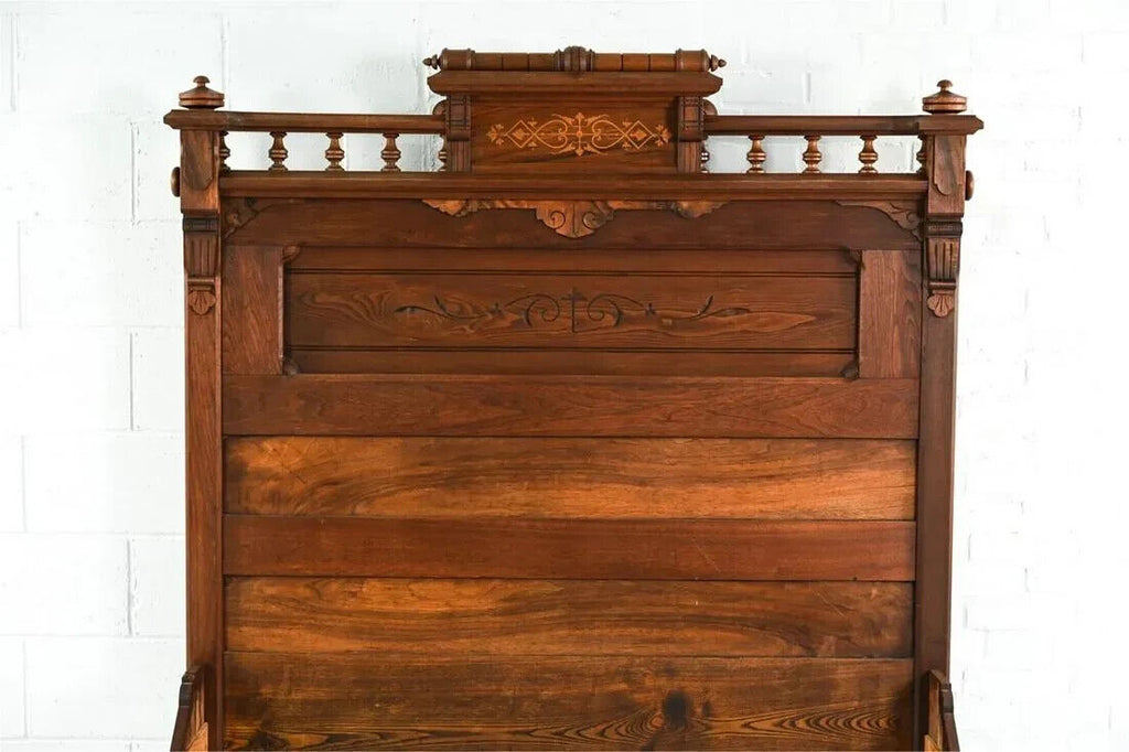 Antique Bed Frame, Victorian Eastlake, Walnut Full Bed, 19th C, 1800s ...