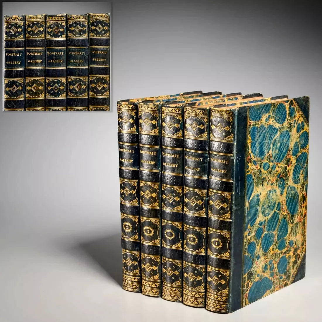 Antique Books, National Portrait Gallery, (5) vols, Fine Binding, C ...