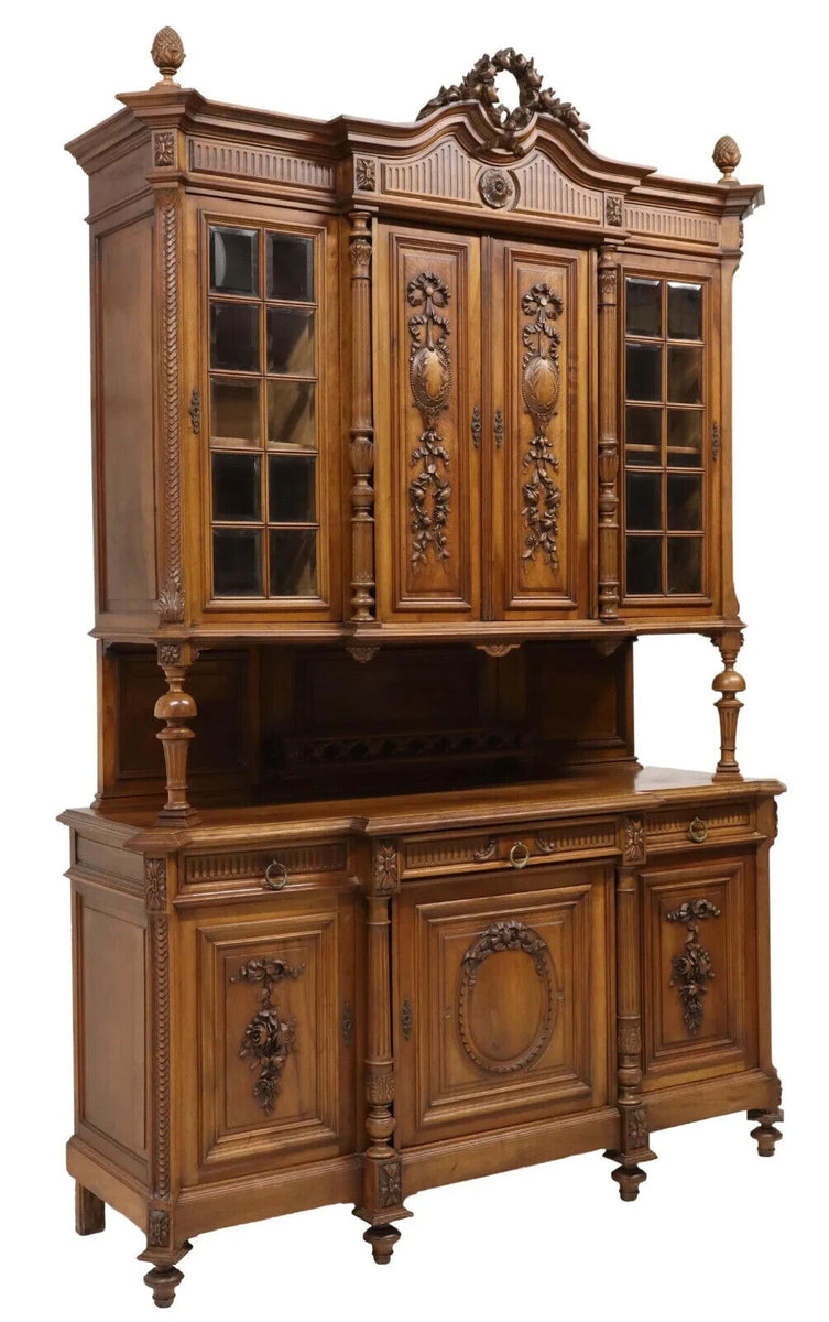 Antique Breakfront Sideboard, French, Carved, Walnut, Monumental, Early ...