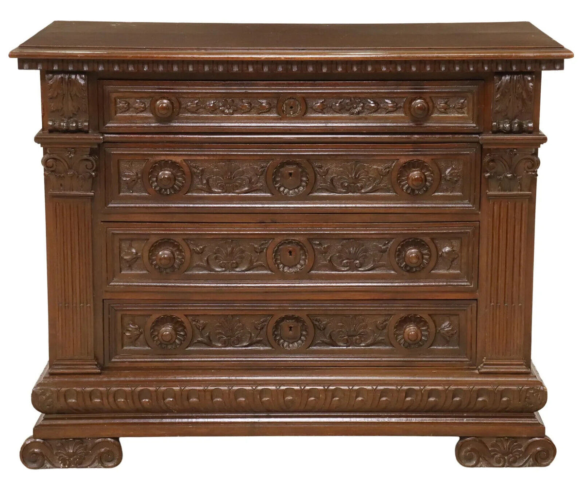 Antique Commode, Italian Baroque Style, Carved, Walnut, 4 Drawers ...