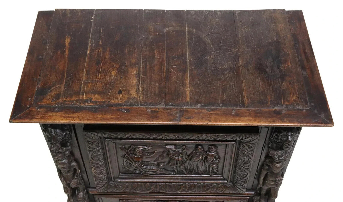 Antique Cupboard, Credence, French Renaissance Revival, Oak, Masks, 18 ...