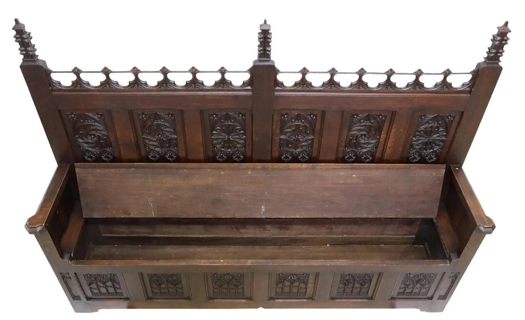 Antique Hall Bench, Coffer French Gothic Revival, Oak, 19th c 1800s ...