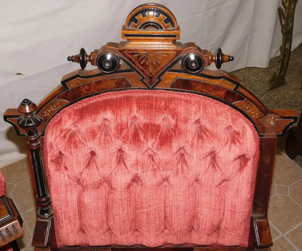 Antique Parlor Set, Victorian Renaissance Revival, 4-Pieces, Walnut, 1 ...