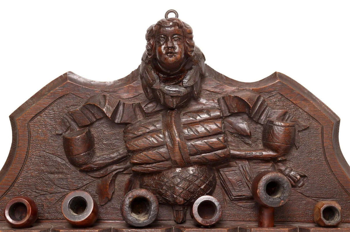 Antique Pipe Rack, Hanging, Carved Oak, Wall-Mounted, Home Decor, early ...