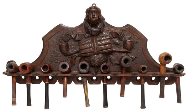 Antique Pipe Rack, Hanging, Carved Oak, Wall-Mounted, Home Decor, early ...