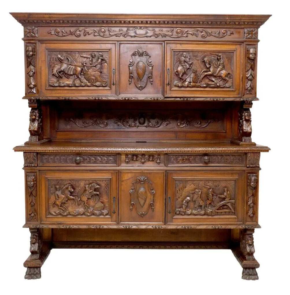 Antique Sideboard, Italian Renaissance Revival, Carved, Figural, Early ...