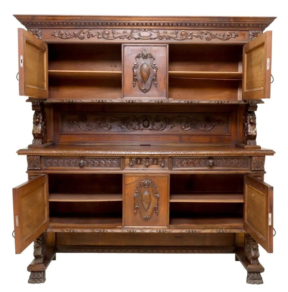 Antique Sideboard, Italian Renaissance Revival, Carved, Figural, Early ...