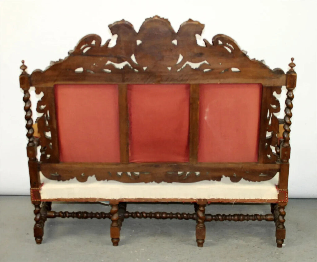 Antique Sofa, French Louis XIII Carved Walnut, Griffins Flanking Crest ...