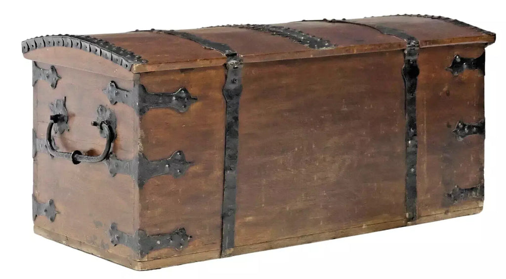 Antique Coffer, Storage Chest English, Iron-Strapped, Oak, Dome-Topped ...