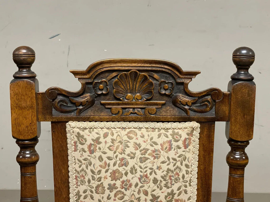 Chairs, Victorian, Set of Four, Carved, English, Shell Crest, Floral U ...