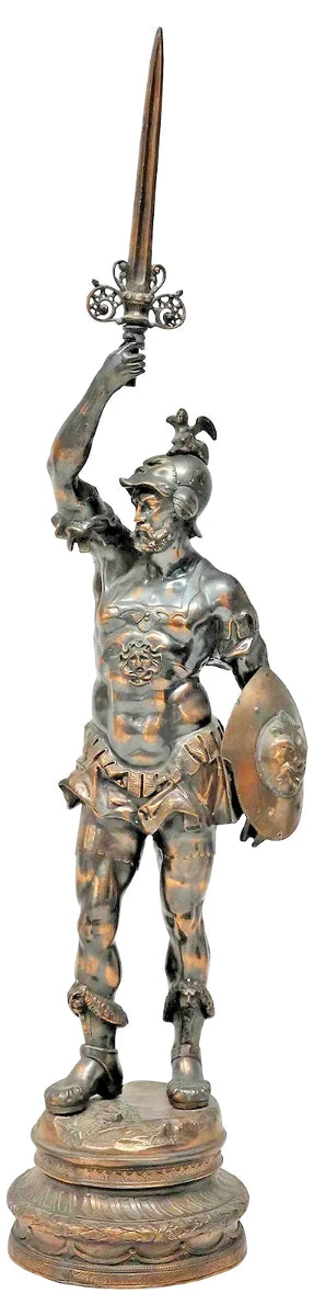 Sculpture, Large, Patinated, Metal, Spanish Conquistador, Statue, 64" H ...