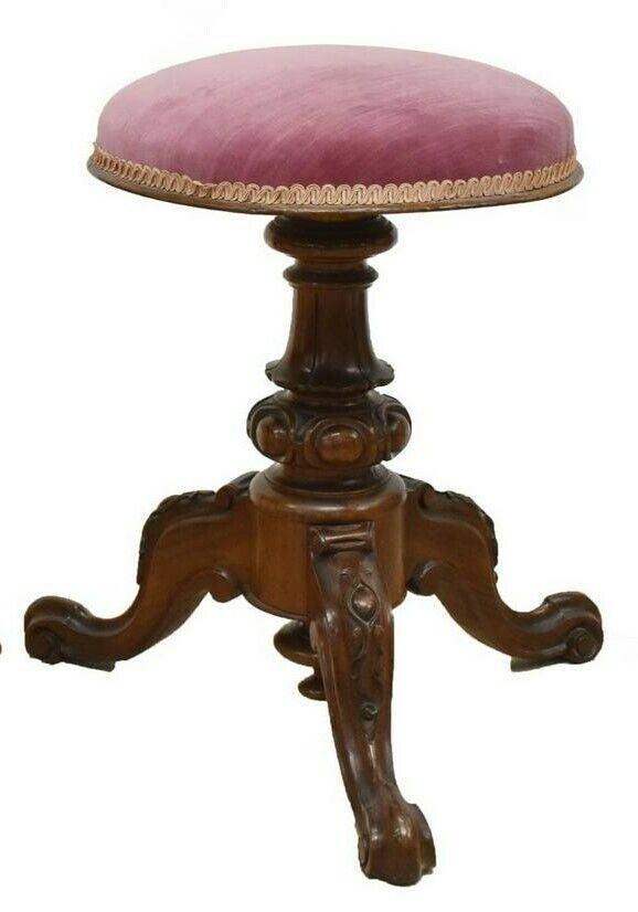 Antique Victorian Stool, Pink, Center Pedestal, 19th C., 1800s ...