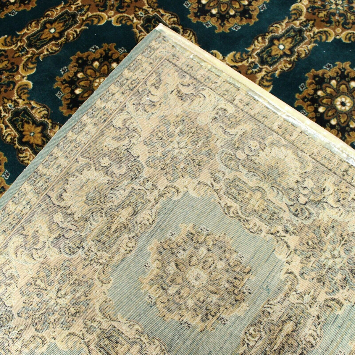 Rug, Blue / Green / Gold European Room Size Rug, Colorful and Gorgeous ...