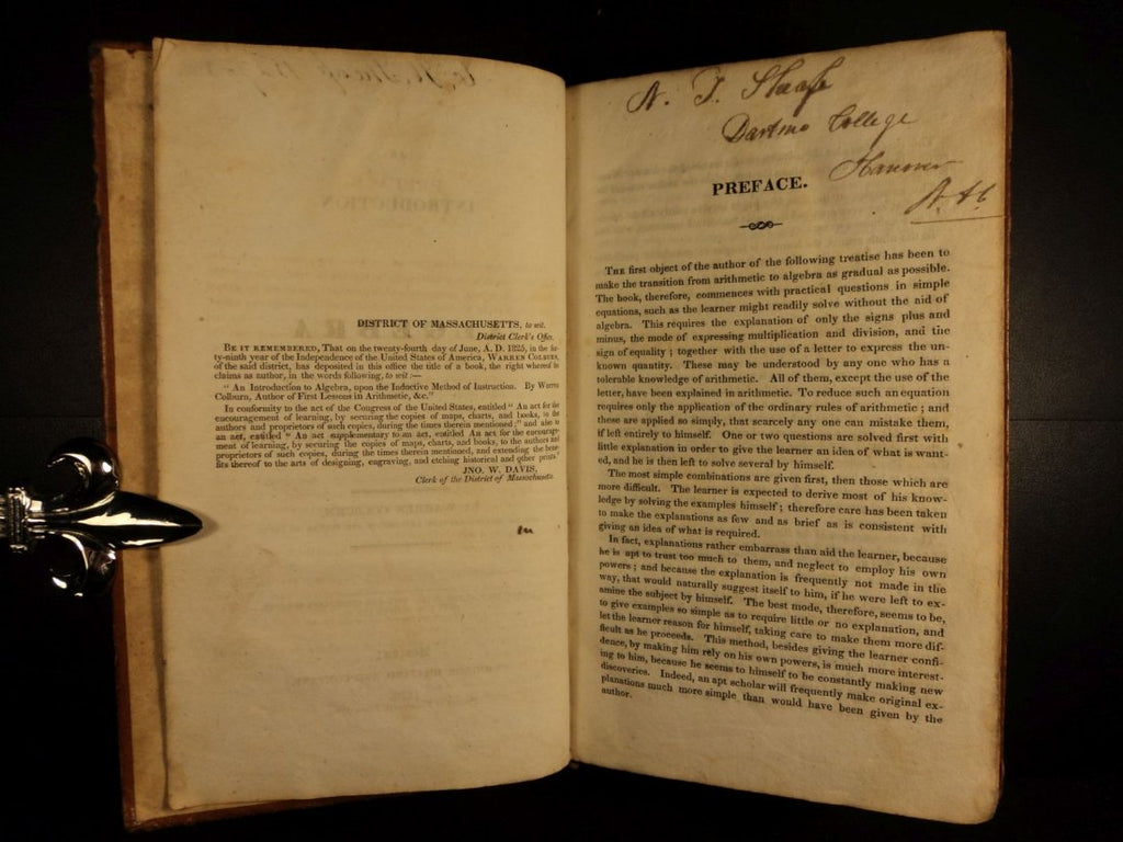 Antique Books, Mathematics, Algebra, 1826 1st ed Introduction to ...