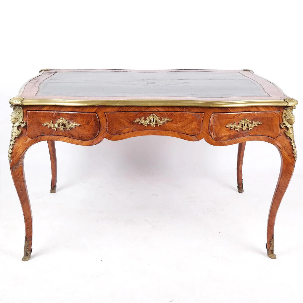 Antique Bureau Plat, Desk, Louis XV Kingwood, Gilt, Green, Circa 1760 ...