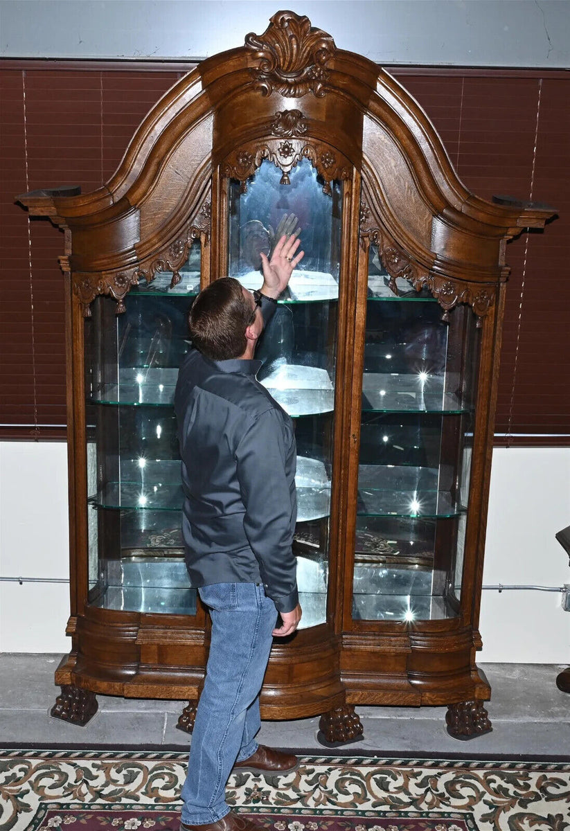 Antique Cabinet, Glass Display, Large, Windowed, Carved, Museum Quality ...
