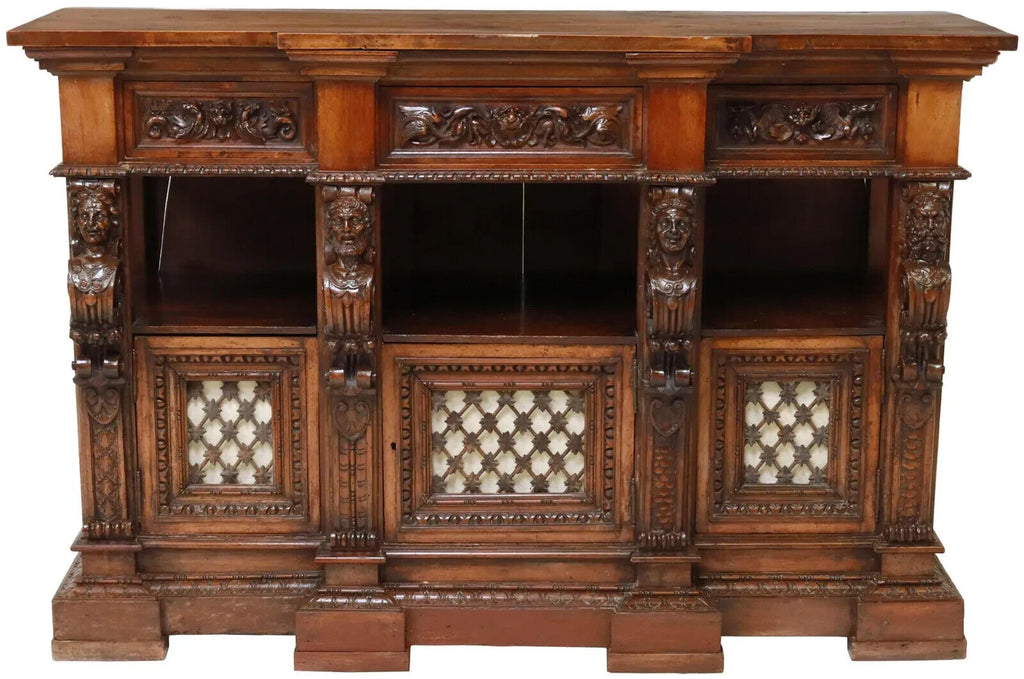 Antique Sideboard, Italian Renaissance Revival, Breakfront, Carved ...