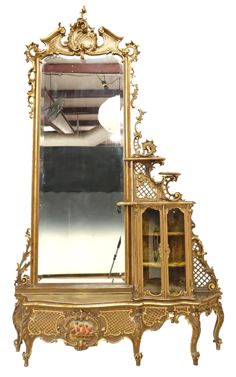 Antique Hall Console, Giltwood, Painted, Louis XV Style, Shelves, Early ...