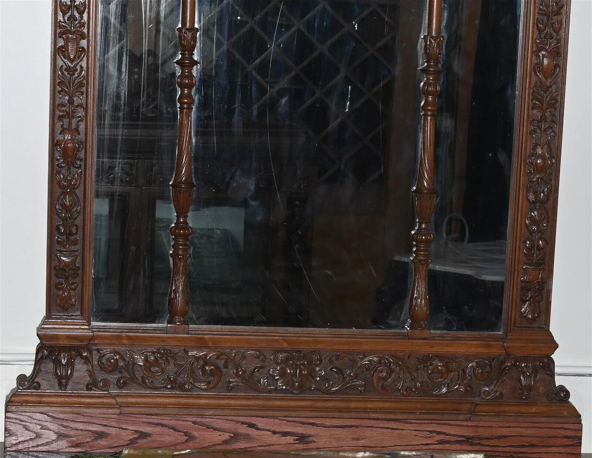 Antique Mirror, German Foyer Mirror, Finely Carved Eagle Crest, Huge ...