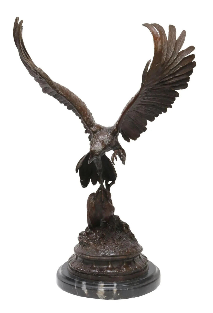 Antique Statue, Bronze Falcon, After Jules Moigniez (D.1894) , 25"H ...