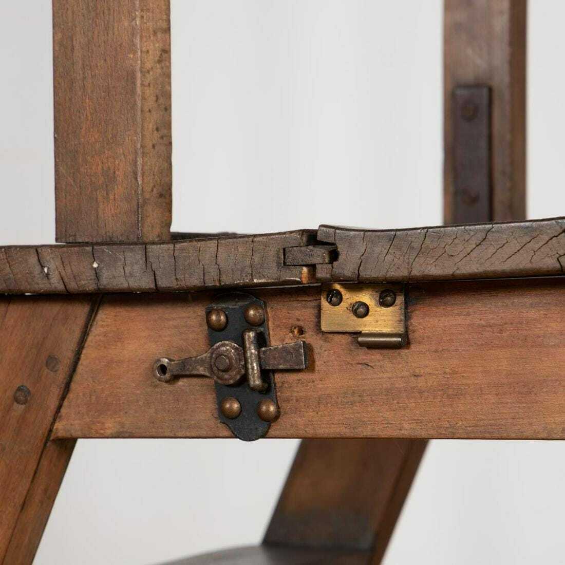 Antique Ladder, Rolling Library Wooden, Single Ledge with Railing Early ...