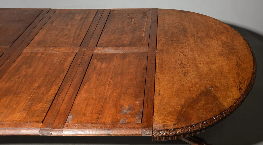 Antique Table, Carved Winged Griffin Entry, Dining, With 4 Leaves ...