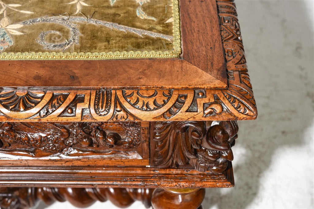 Antique Table, Louis XIII Style, Carved Wood, Walnut, Fancy, 19th C ...