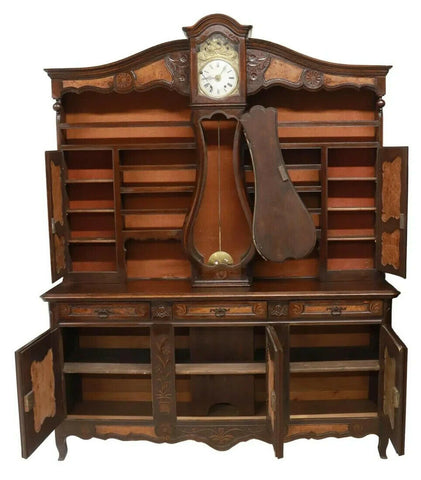 Antique Vaisselier / Sideboard, Clock French Louis XV Style. Oak ...
