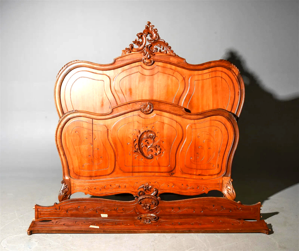 Antique Bed Frame, Louis XV Style Walnut Bed with Rails, 19th C, 1800s ...