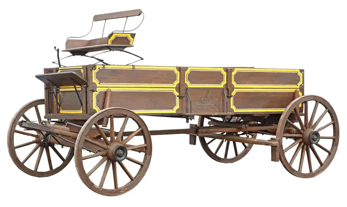 Antique Buckboard, Horse Drawn, Painted, Iron Bound Spoke Wheels ...