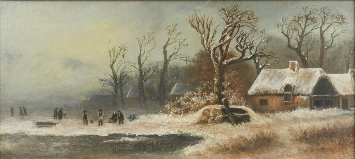Antique Painting, Winter Landscape, American School, 19th Century ( 18 ...