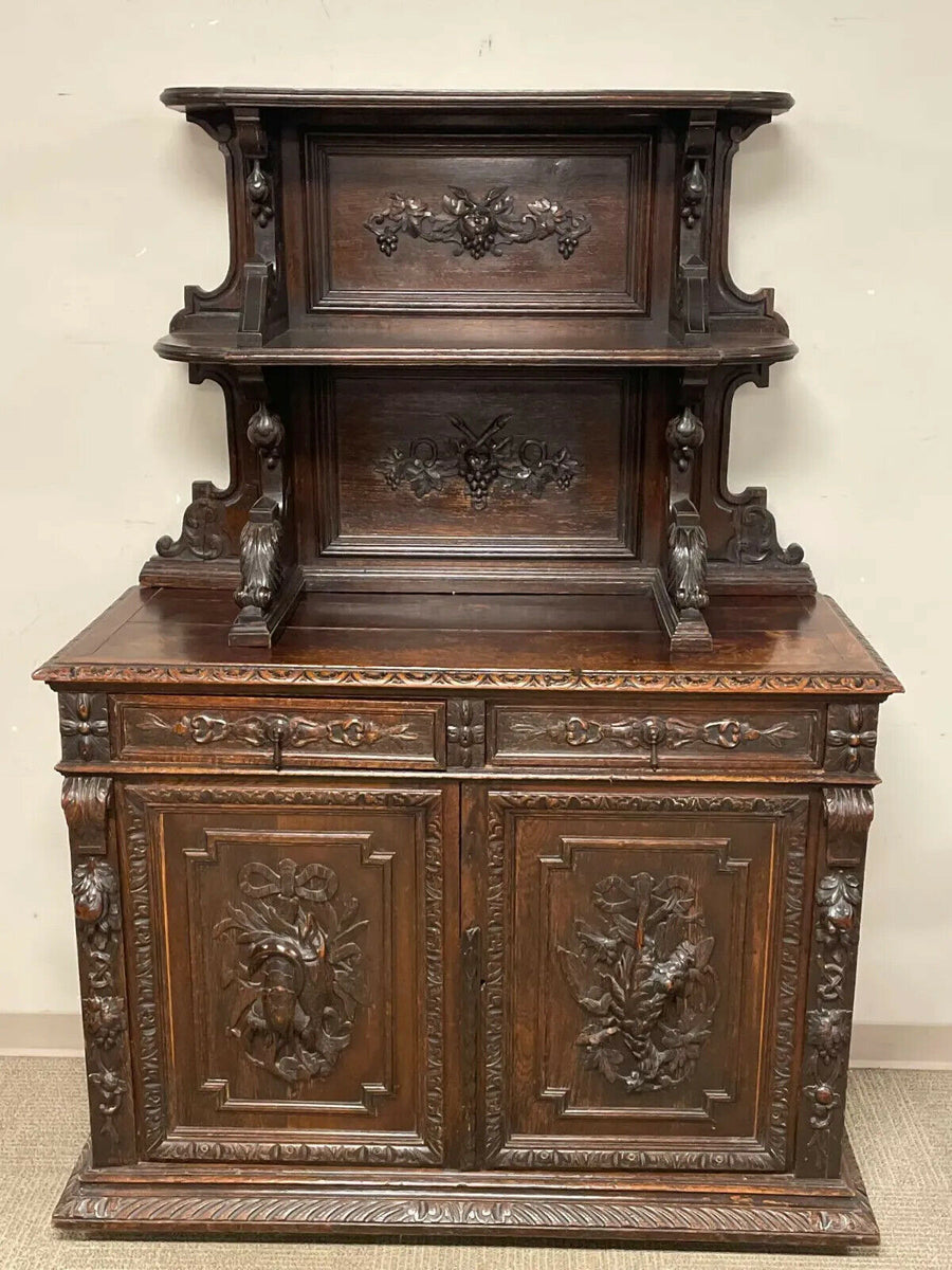 Antique Sideboard, Hunt Game, Highly Carved, German, Black Forest Styl ...