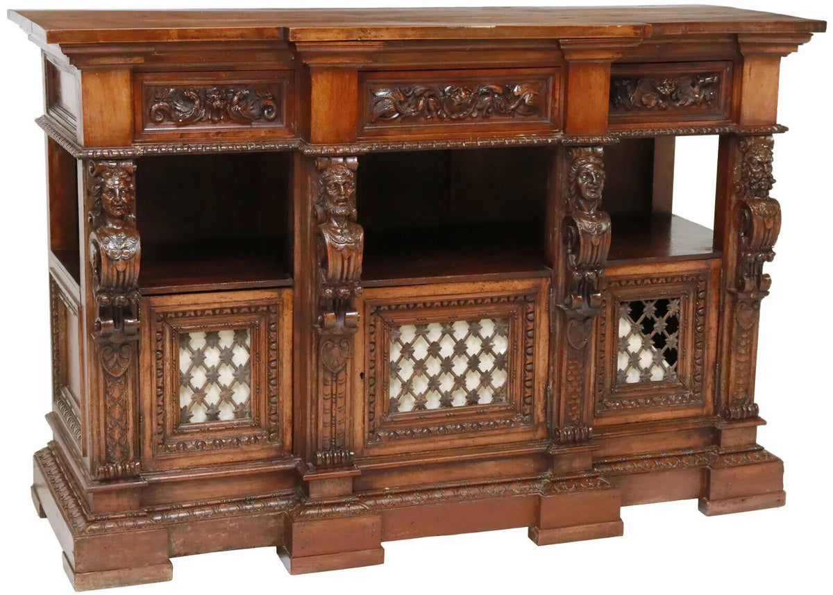 Antique Sideboard, Italian Renaissance Revival, Breakfront, Carved ...