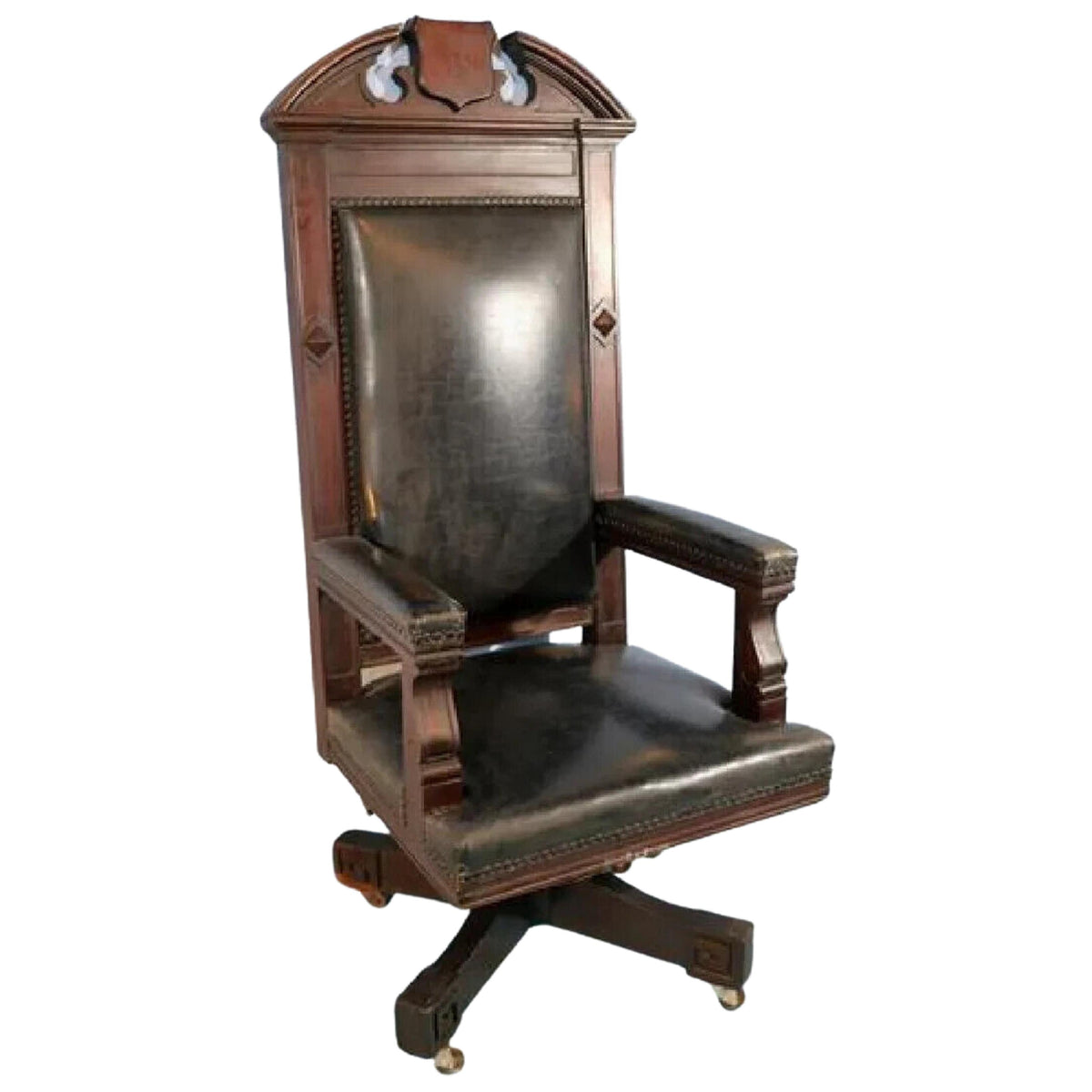 Antique Chair, Executive, Desk, Mahogany Victorian, Leather, Large ...