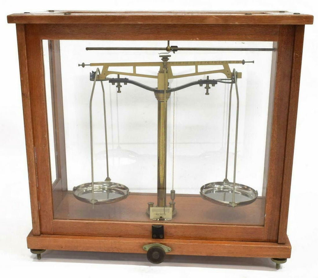 Balance Scales, Glass Cased Microid Laboratory, Handsome Antique ...