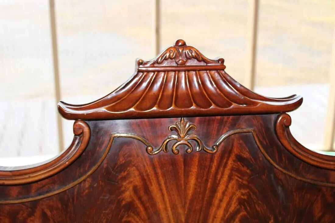 Beds, Twin Size with Rails, Pair, Flame, Mahogany, Pagoda Top, Vintage ...
