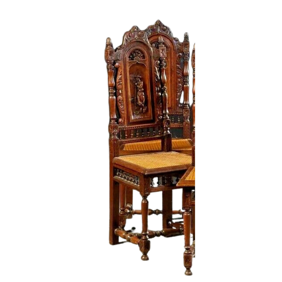 Dining Chairs, Oak, Set of Five Spanish Renaissance Style, Figural ...