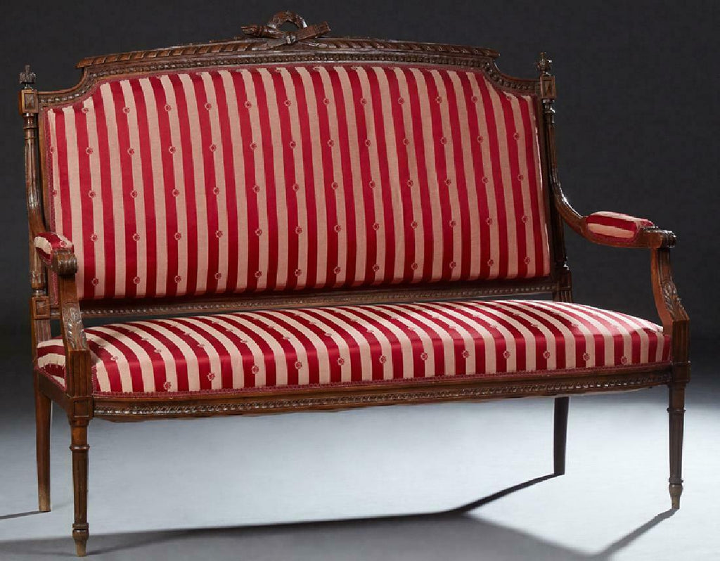 Parlor Set, French Louis XVI Style Six-Piece Carved Walnut Early 1900s ...