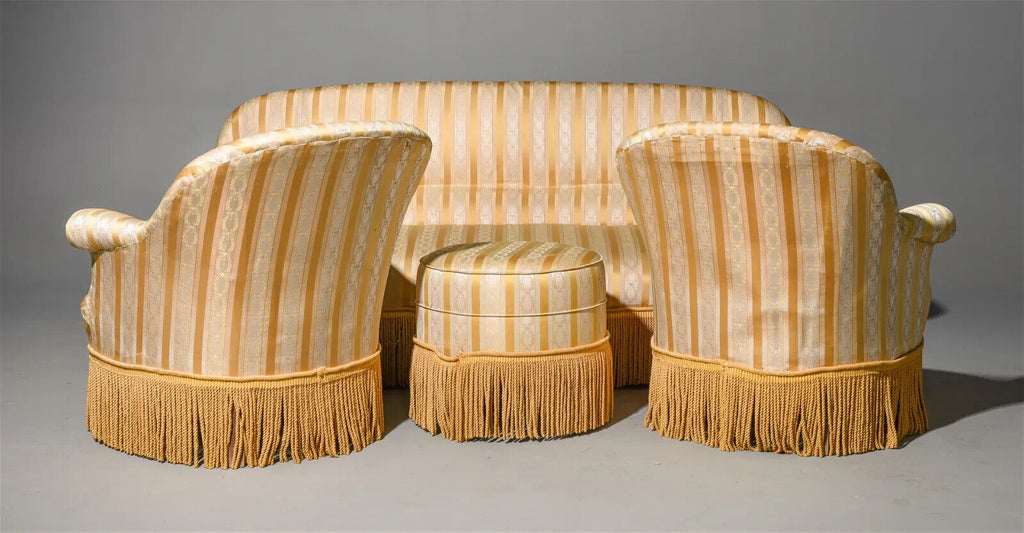 Parlor Set, Vintage, Napoleon III Style Crapeau Settee, 2 Chairs ...