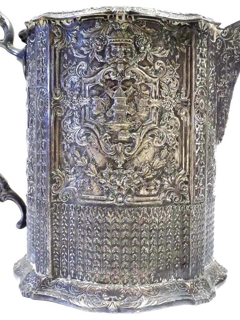 Pitcher, Tankard, Silverplate over Copper, Victorian, Exceptionally De ...
