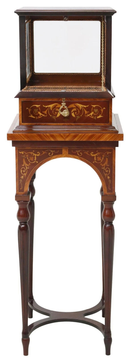 Vitrine Stand, Display Case, Louis XVI Style Marquetry, Beveled Glass ...