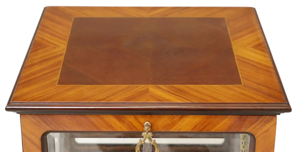 Vitrine Stand, Display Case, Louis XVI Style Marquetry, Beveled Glass ...