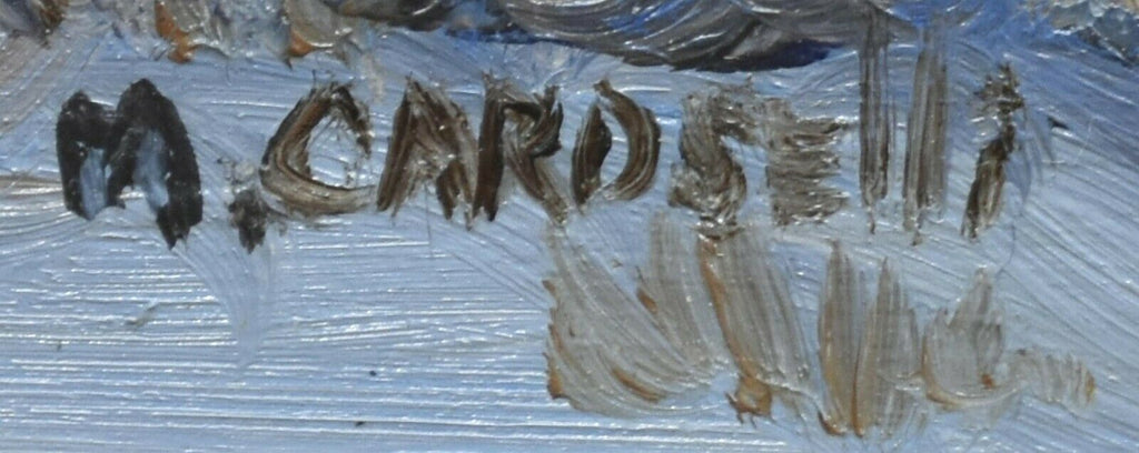 Oil Painting Marianne Caroselli, signed, (B.1941) "Indian Camp Painting ...